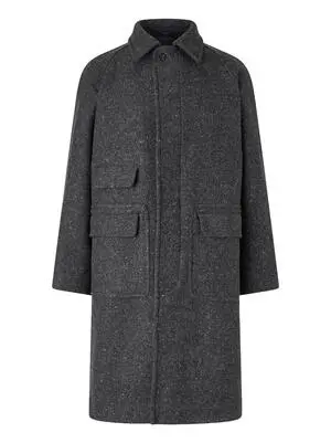 DRAKE'S Flecked Virgin Wool Coat - Gray