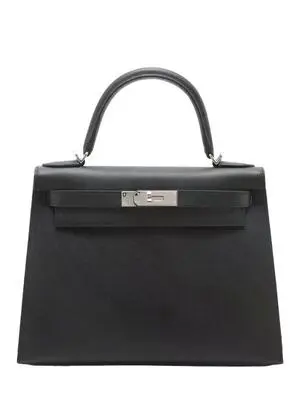 Hermès Epsom Kelly Ii Sellier 28 Satchel - Black