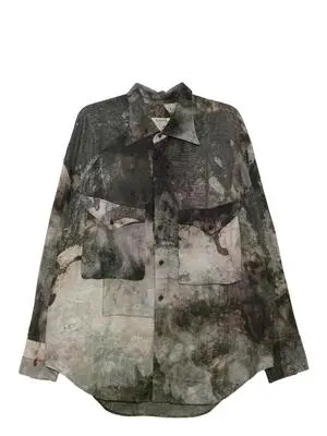 ZIGGY CHEN Digital Print Silk Shirt - Grey