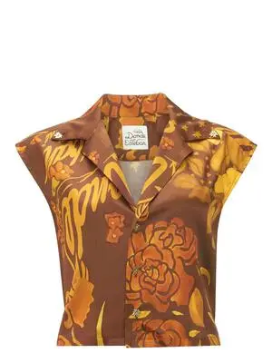 DONDE ESTEBAN Floral Buttoned Top - Brown