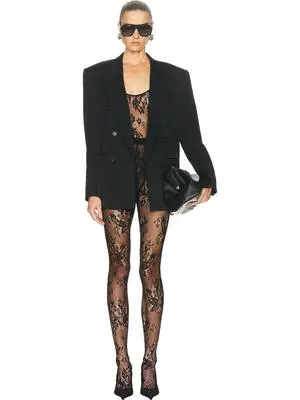 Wardrobe.NYC Evening Lace Tank Bodysuit - Black