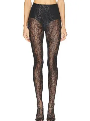 Wardrobe.NYC Lace Tights - Black & Silver