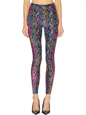 Versace Python Print Legging In Blue,pink - Sky, Pink Sapphire, & Autumn Spice