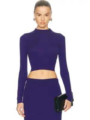 TOM FORD Long Sleeve Cropped Top - Quarz Blue