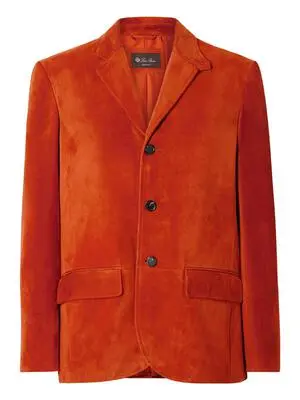 Loro Piana Norick Paneled Suede Blazer - Orange