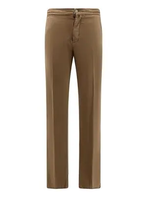 Kiton Lyocell Trouser With Drawstring - Brown