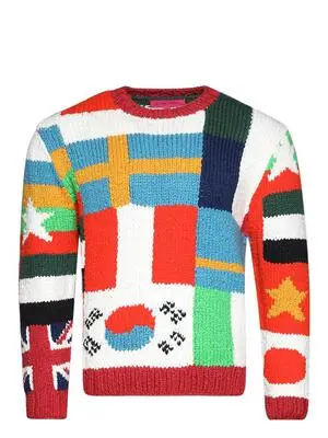 THE ELDER STATESMAN Patchwork Flag Pullover - Multi