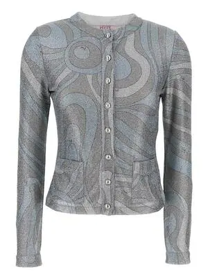 Emilio Pucci Marmo Jersey Lamé Cardigan - Silver