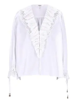 CHLOÃ© Ruffle Silk Top - White