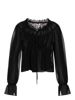 CHLOÃ© Scoop Neck Silk Top - Black
