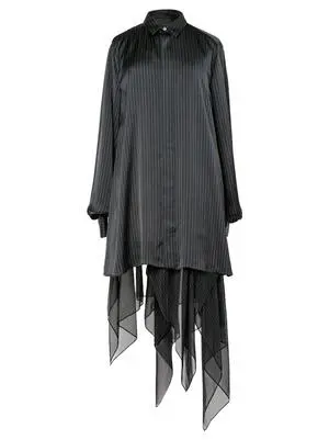 Sacai Stripe Print Satin Shirt Dress - Grey