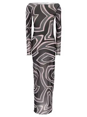 Emilio Pucci Labirinto Print Tulle Dress - Black
