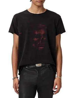 John Varvatos Short Sleeve Raw Edge Graphic Crewneck Tee - Black