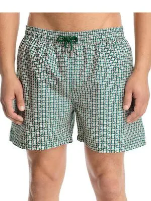 Simkhai Patterned Swim Trunks - Kelly Green Foulard Print