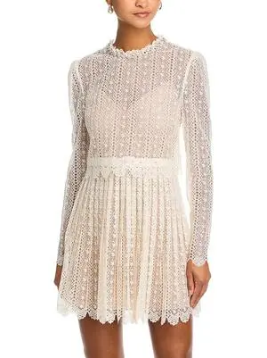 SELF-PORTRAIT Organza Lace Mini Dress - Cream