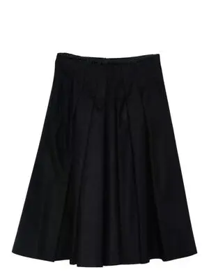 Aspesi Pleated Flannel Midi Skirt - Blue