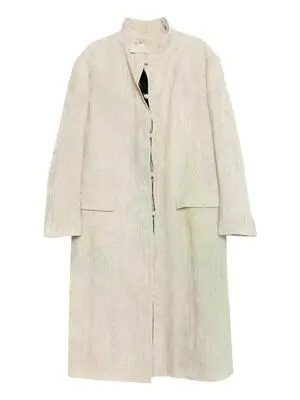 Yohji Yamamoto Velvet Stand-collar Coat - Neutrals