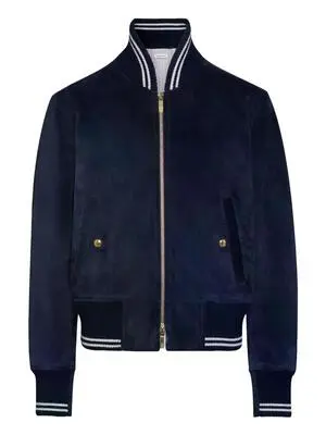 Thom Browne Thom Browne Suede Rib Knit Blouson Jacket Blue