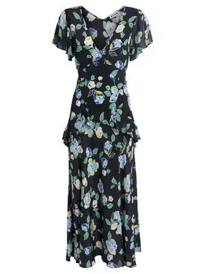Rixo Silk Evie Midi Dress - Navy