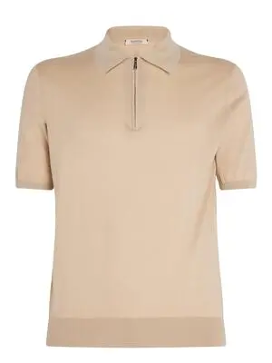 FIORONI CASHMERE Cotton-cashmere Zip Polo Shirt