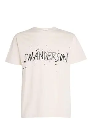 JW Anderson Paint Splatter Logo T-shirt - Beige