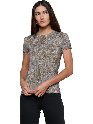 L'Agence Ressi Fitted T-Shirt Neutral/blue Ditsy Paisley