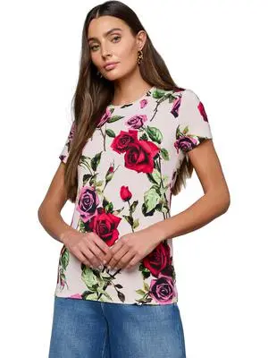 L'Agence Ressi Fitted T-shirt - Pink Multi Romantic Rose