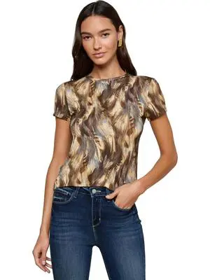 L'Agence Ressi Fitted T-Shirt Neutral/black Mix Feather