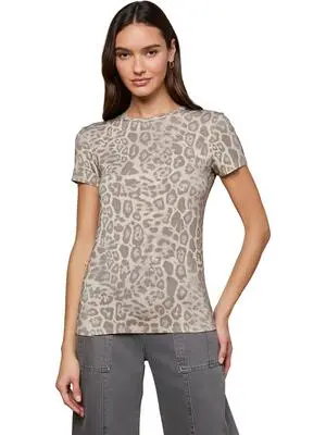 L'Agence Ressi Fitted T-shirt - Grey Multi Patch Leopard