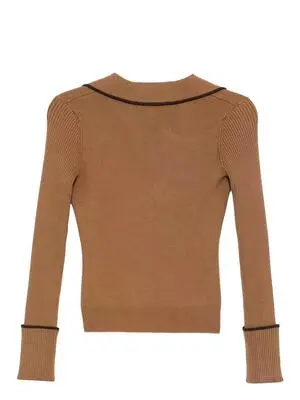 Monse Knitted Polo Top - Brown