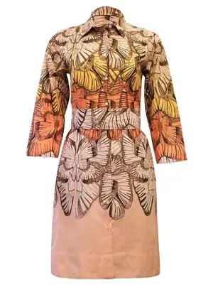 SARA ROKA Tonia Butterfly-print Midi Shirt Dress - Neutrals