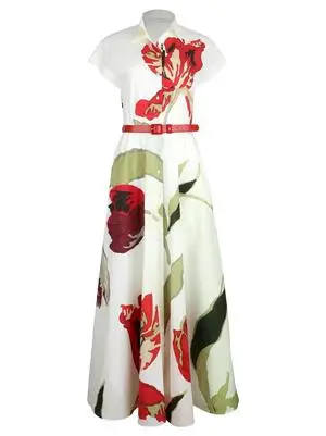 SARA ROKA Elodie Buttoned Maxi Dress - White