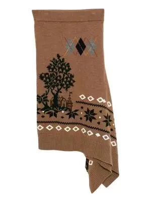 Monse Fair Isle Midi Skirt - Brown