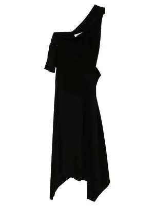 Monse Draped One-shoulder Dress - Black