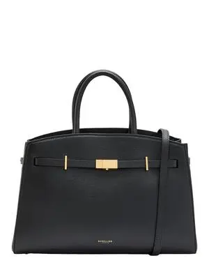 DEMELLIER The Hudson Midi Grained Leather Top Handle Bag - Black