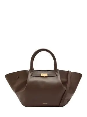 DEMELLIER New York Midi Grained Leather Tote - Dark Brown