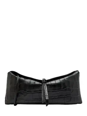 STAUD Eve Crocodile-Effect Leather Clutch