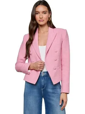 L'Agence Brooke Tweed Blazer - Fondant Pink/pink Multi Romantic Rose