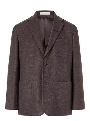 UMIT BENAN Norman Flecked Cashmere And Silk-blend Blazer - Brown