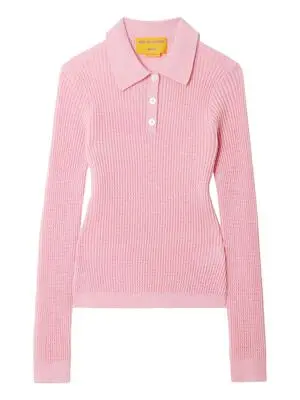 Guest In Residence Ribbed Cashmere Polo Shirt - Pink