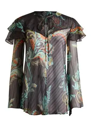 Etro Ruffled Silk Top - Multi