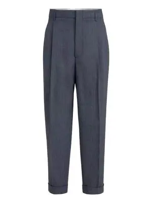 Brunello Cucinelli Pleated Trousers With Belt Loops And Cuffed Hem - Blue