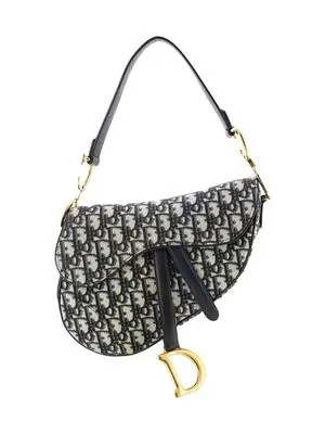 Dior Christian Dior Saddle Oblique Canvas Shoulder Bag Blue
