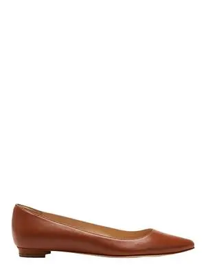 Manolo Blahnik Lanza Bb Lambskin Ballerina Flats - Brown