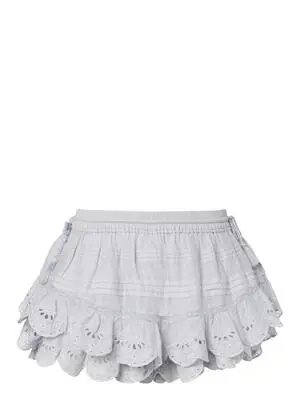 MARANT ETOILE Puria Cotton Broderei Anglaise Shorts - Blue