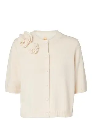 Jardin Des Orangers Floral-appliqué Wool And Cashmere Cardigan - White