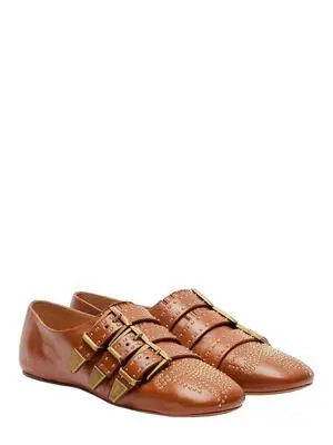 Chloé Susanna Studded Leather Ballet Flats - Brown