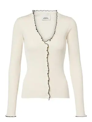 Isabel Marant Izae Ribbed-knit Silk And Cotton Cardigan - White