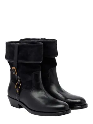 Isabel Marant Ildra 35 Leather And Suede Ankle Boots - Black