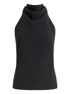 Khaite High Collar Crepe Sleeveless Top - Black
